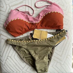 Vix | Swim | Vix Color Block Studded Bikini With A Full Bottom Dl ...